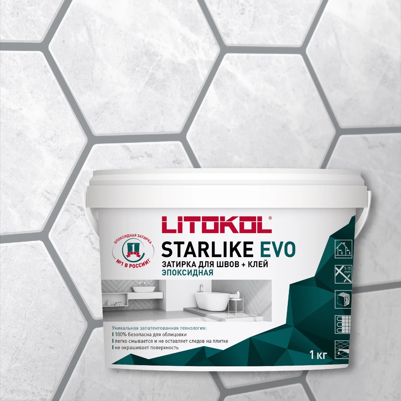 Затирка эпоксидная Litokol Starlike Evo S.110 Grigio Perla bucket 1 кг ...